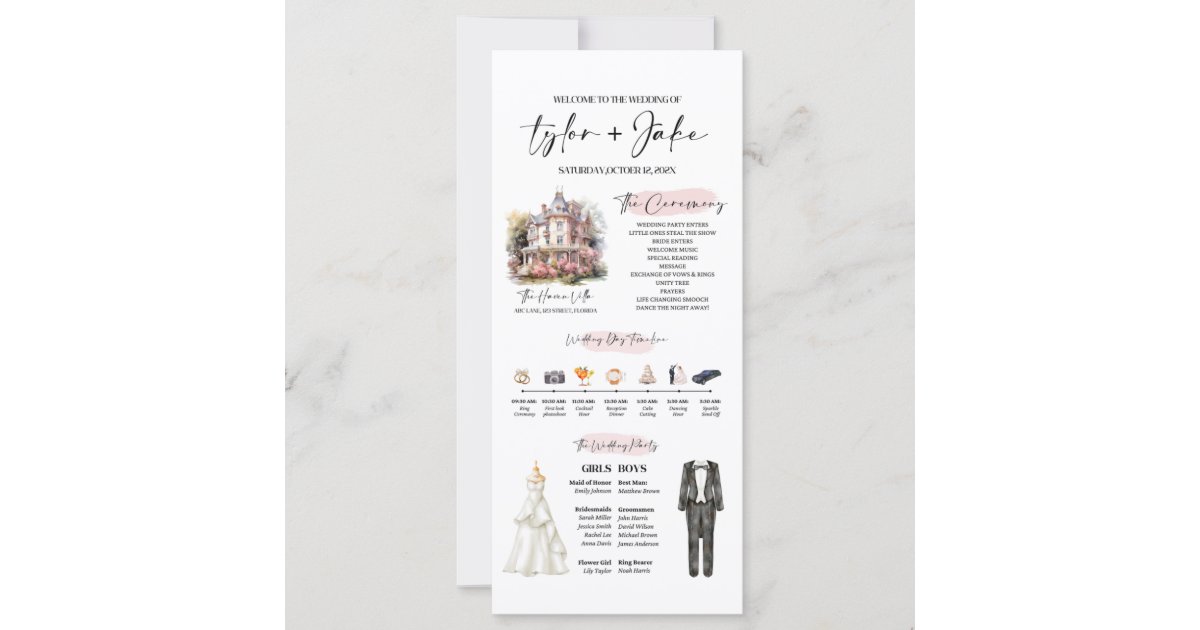 Editable Infographic Wedding Program Template | Zazzle