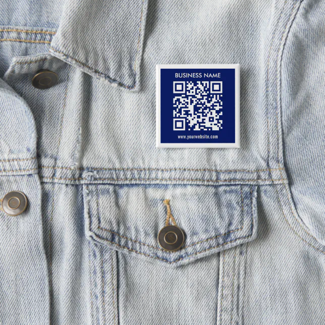 Editable (instantly generated) QR code | Navy Blue Button | Zazzle