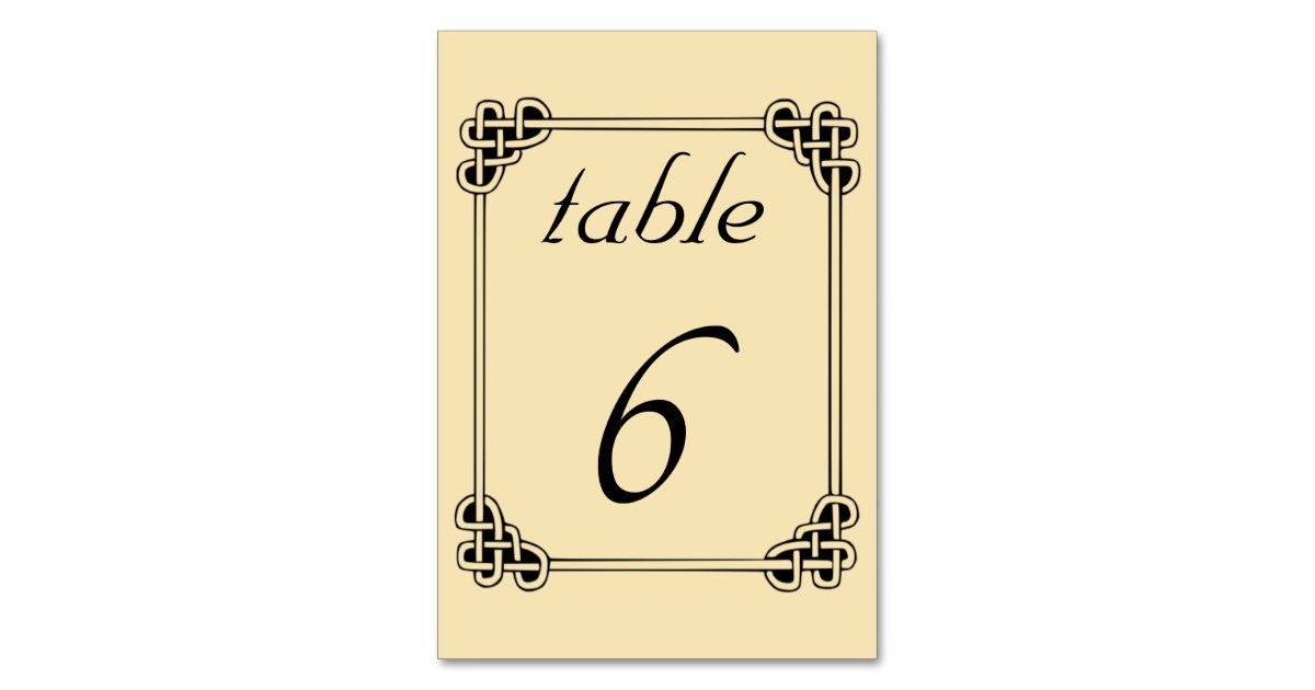 Editable Irish Celtic Knot Table Number | Zazzle