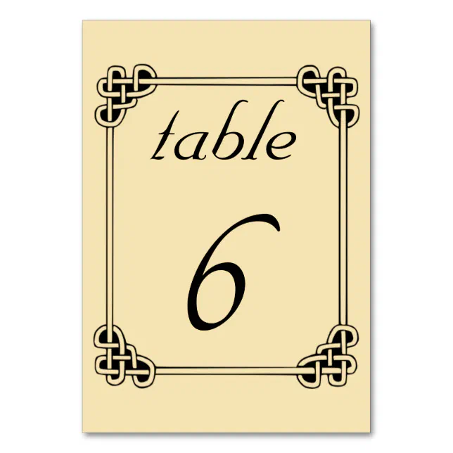 Editable Irish Celtic Knot Table Number | Zazzle