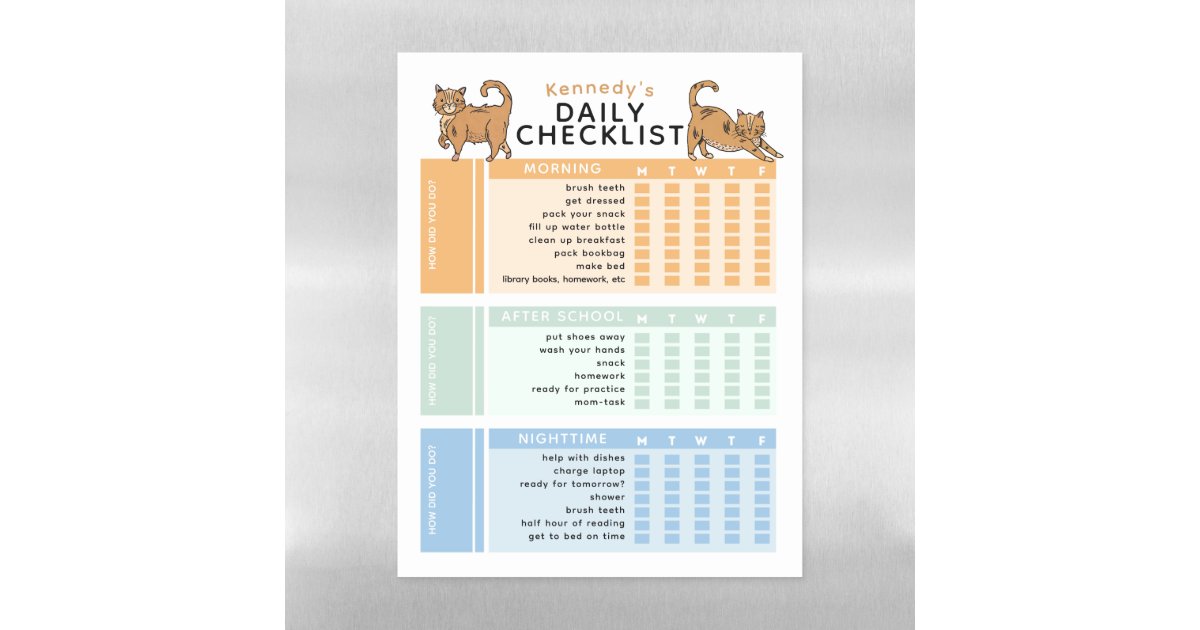 Editable Kids Daily Task Chore To-Do Checklist Magnetic Dry Erase Sheet ...