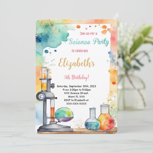 Editable Kids Science Birthday Party Invitation | Zazzle