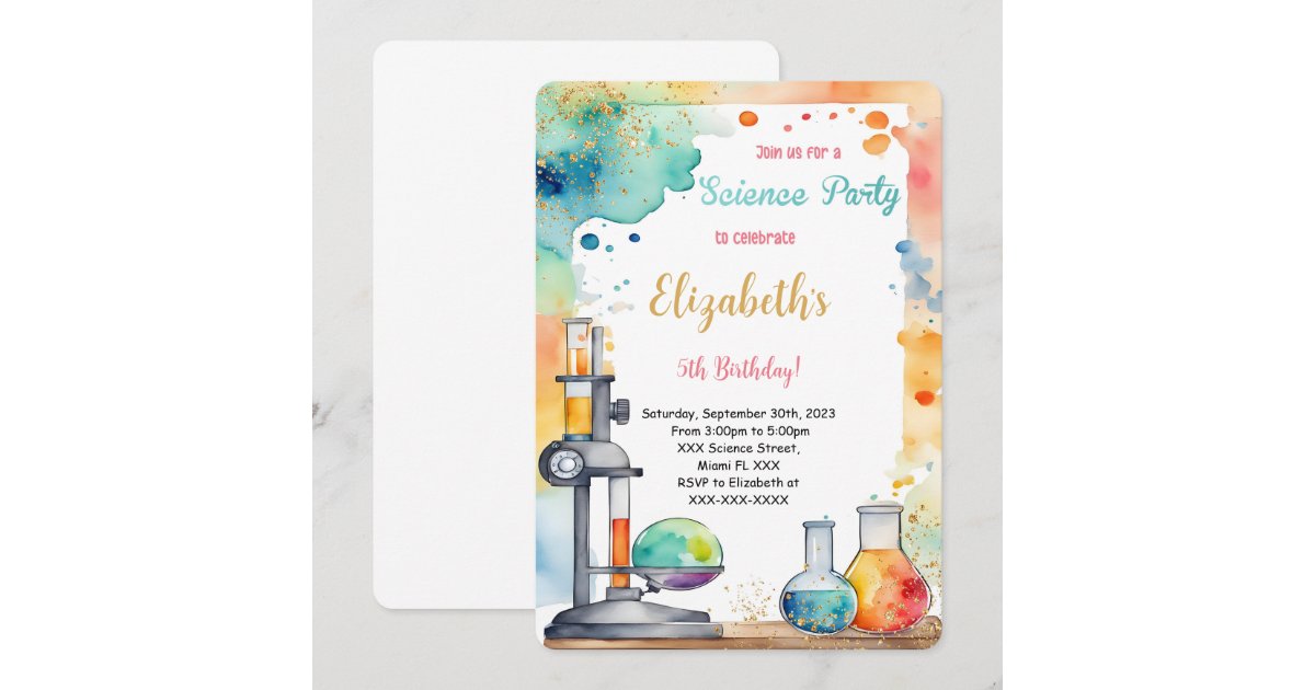 Editable Kids Science Birthday Party Invitation | Zazzle