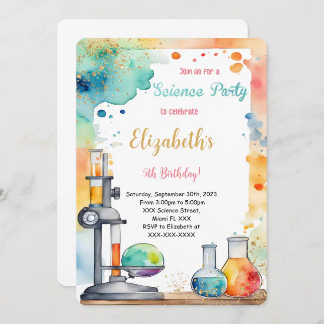 Editable Kids Science Birthday Party Invitation | Zazzle