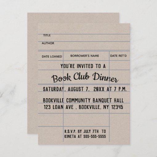 Editable Library Loan Card Invitation | Zazzle