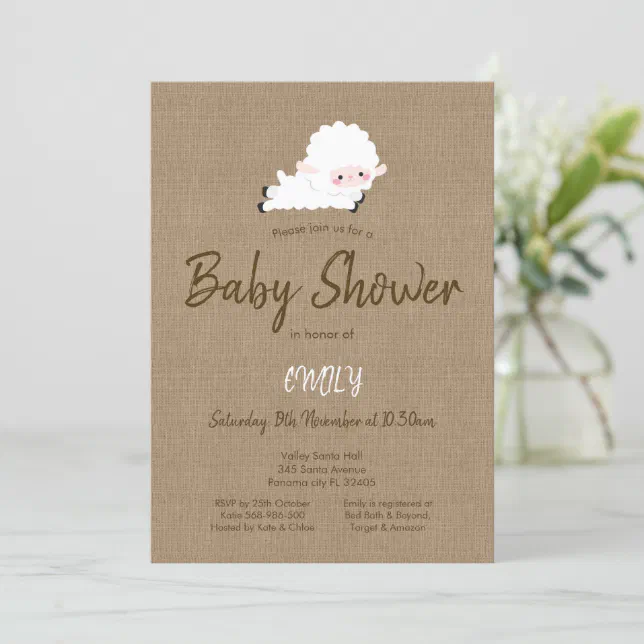 Editable Little Lamb Invitation, Lamb Baby Shower Invitation | Zazzle