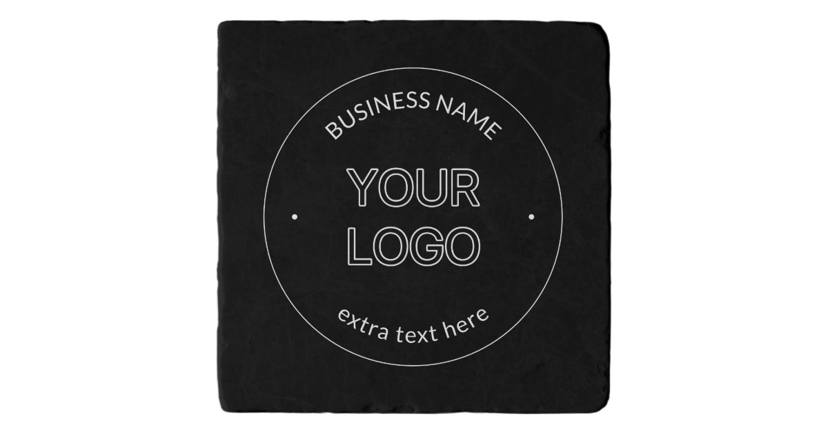 Editable Logo Replacement & Business Name | Black Trivet | Zazzle