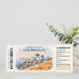 Editable Los Angeles Plane ticket, LA Trip Invitation | Zazzle