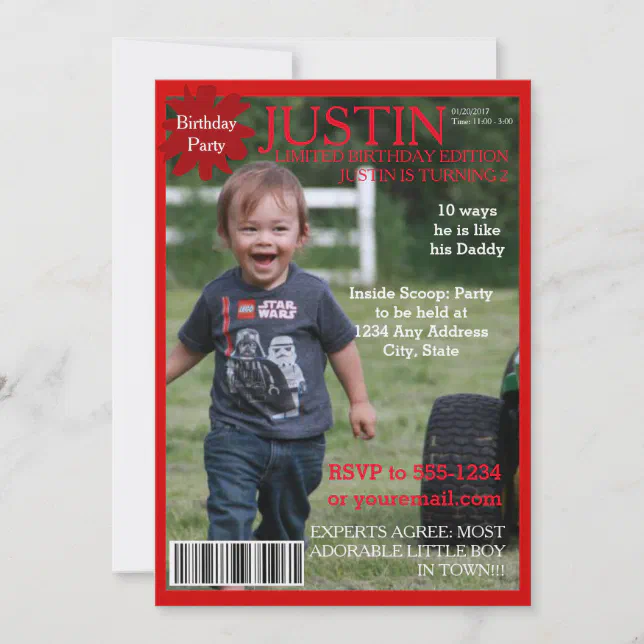 Editable Magazine Cover Party Invitation | Zazzle
