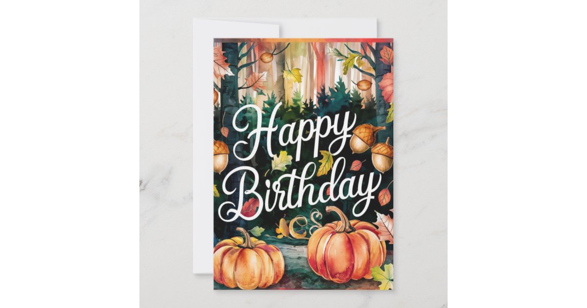 Editable Maple Leaf Autumn Fall Happy Birthday Card | Zazzle