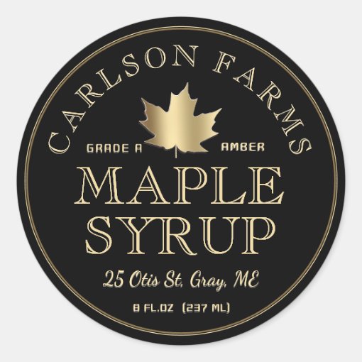 Editable Maple Syrup Gold Maple Leaf Label | Zazzle