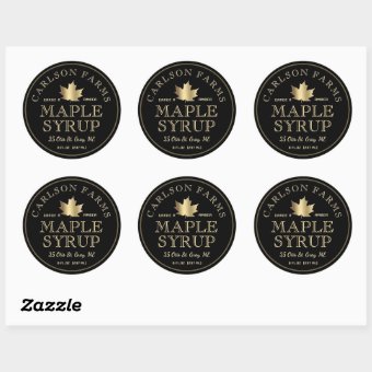 Editable Maple Syrup Gold Maple Leaf Label | Zazzle