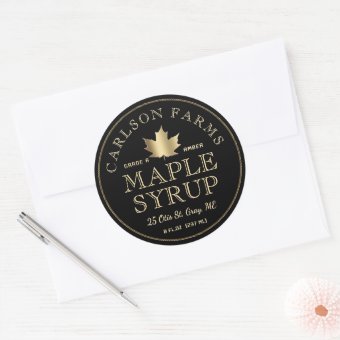 Editable Maple Syrup Gold Maple Leaf Label | Zazzle