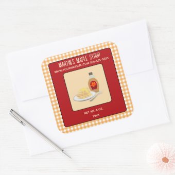 Editable Maple Syrup Square Sticker | Zazzle