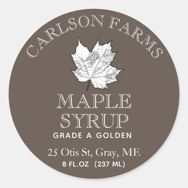 Editable Maple Syrup White Maple Leaf Label | Zazzle