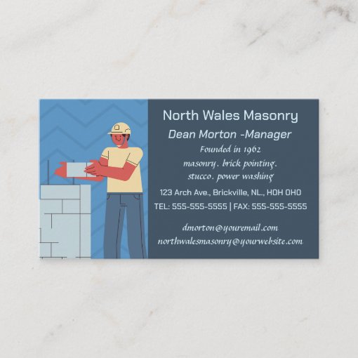 Editable Mason Brick Layer Business Card | Zazzle