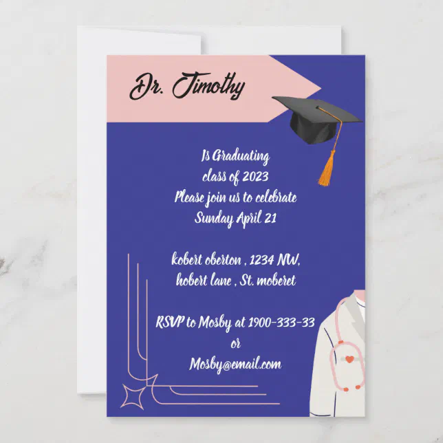 Editable Medical graduation invitation templates | Zazzle