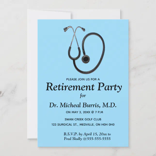Editable Medical Profession Stethoscope Invitation | Zazzle