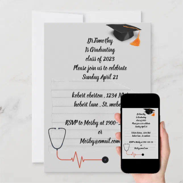 Editable Medical student graduation invitation | Zazzle