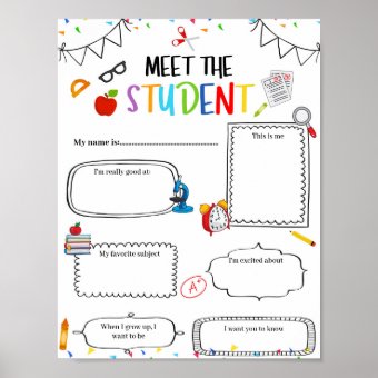 Editable Meet the Student template Poster | Zazzle