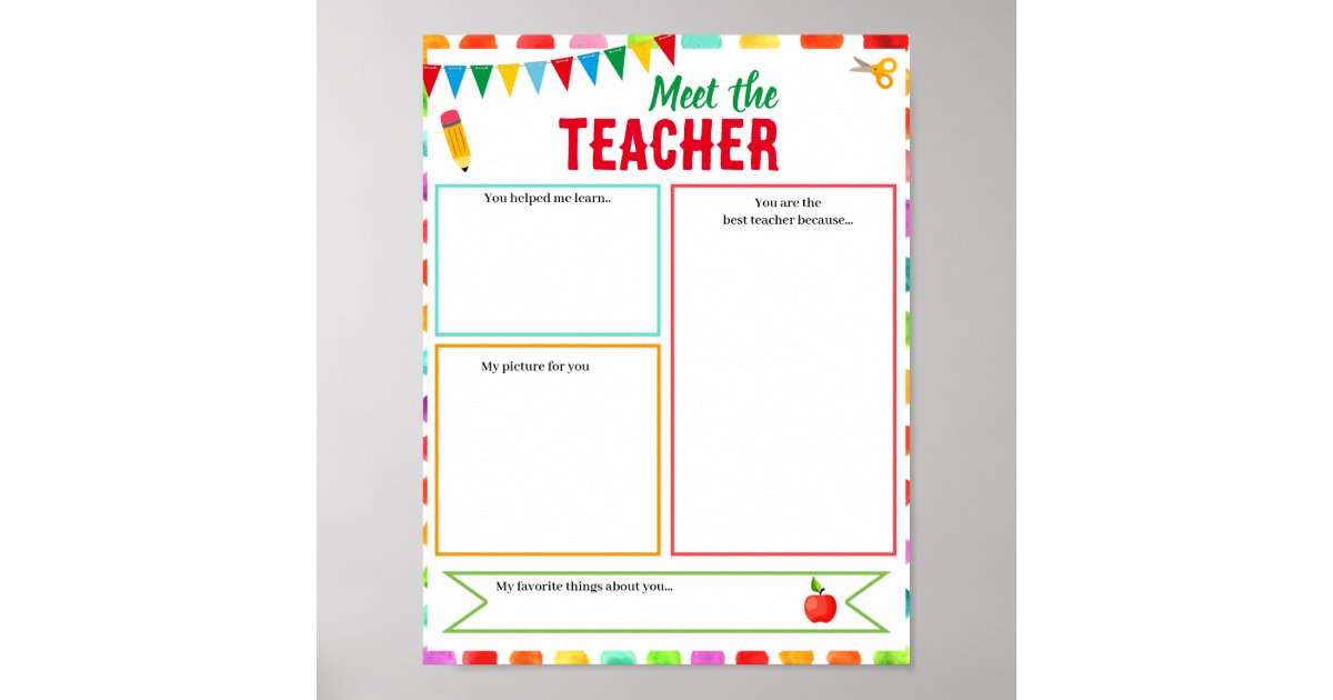 Editable meet the teacher template poster | Zazzle