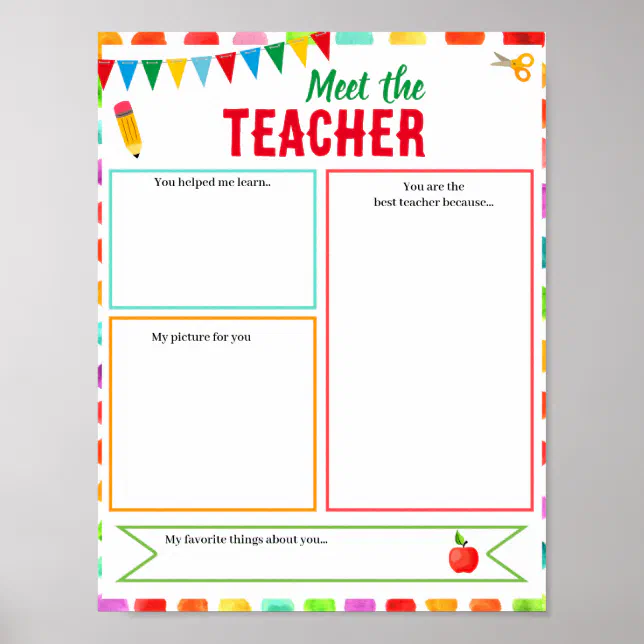 Editable meet the teacher template poster | Zazzle