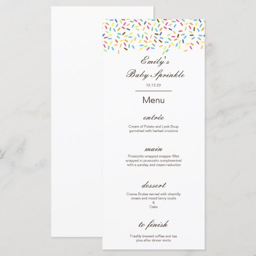 Editable Menu, Baby Sprinkle Party Menu, Ice Cream Menu | Zazzle