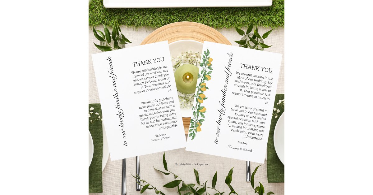Editable Menu Thank You template | Zazzle