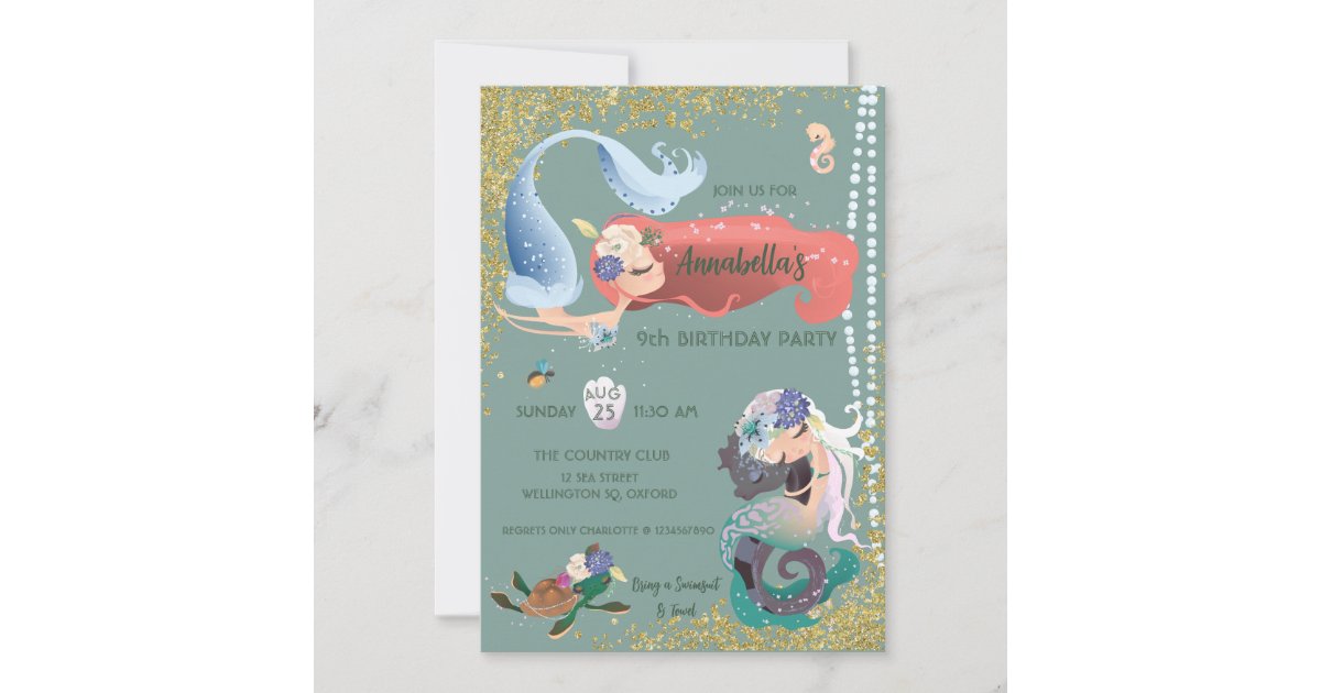 Editable Mermaid Invitation | Zazzle