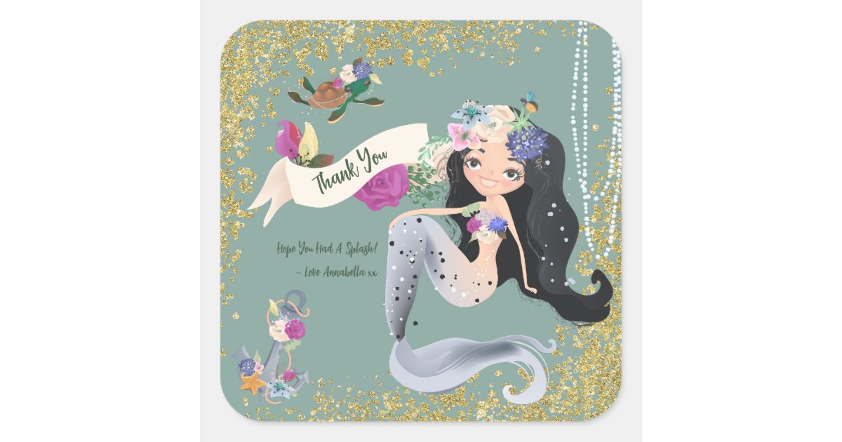 Editable Mermaids Square Sticker | Zazzle