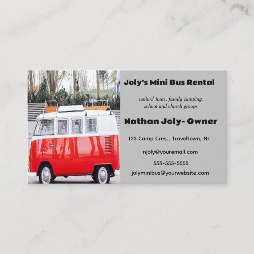 Editable Mini Bus Camper Business Card | Zazzle