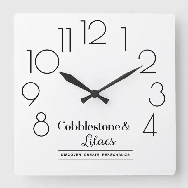 Editable Modern Minimalist Your Business Logo Square Wall Clock | Zazzle