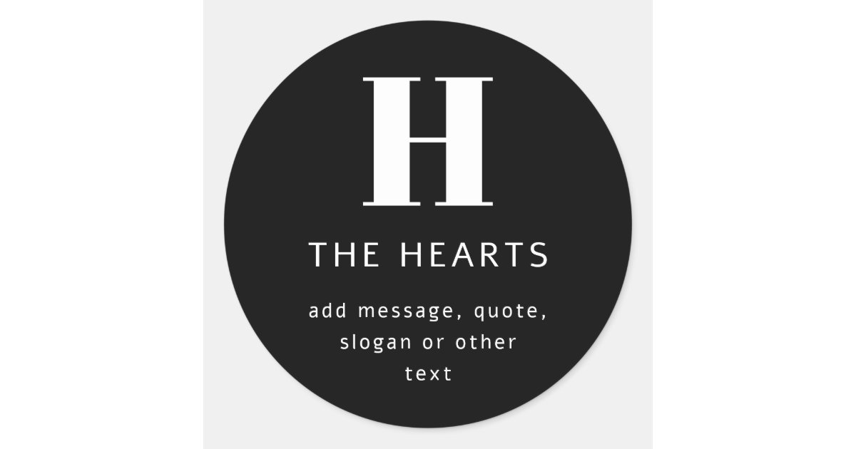 Editable Modern Monogram Name & Message | Black Classic Round Sticker ...