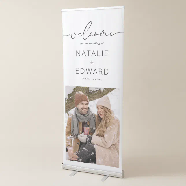 Editable Modern Photo Wedding Welcome Retractable Banner | Zazzle