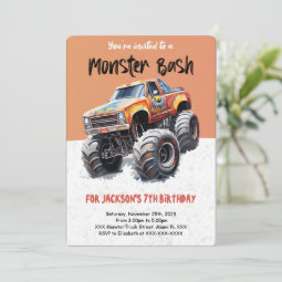 Editable Monster Truck Birthday Invitation | Zazzle