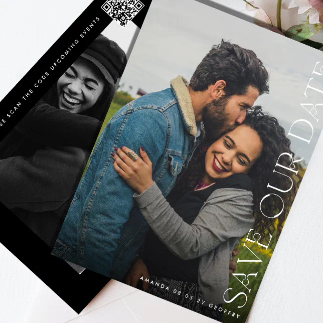 Editable Multi Photo QR CODE Wedding Save The Date | Zazzle