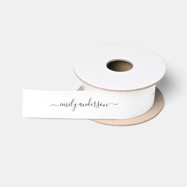 Editable Name Brand or Text Calligraphy Script Satin Ribbon | Zazzle