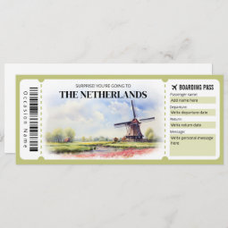 Editable Netherlands Boarding Pass Plane ticket Invitation | Zazzle