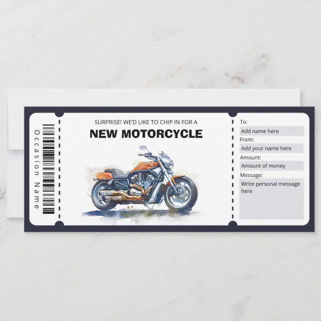 Editable New Motorcycle Gift Voucher Invitation | Zazzle