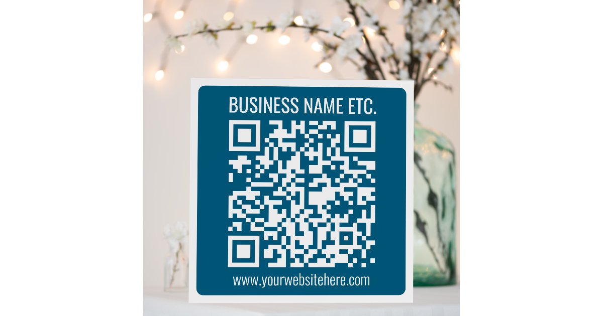 Editable Ocean Blue QR code Foam Board | Zazzle
