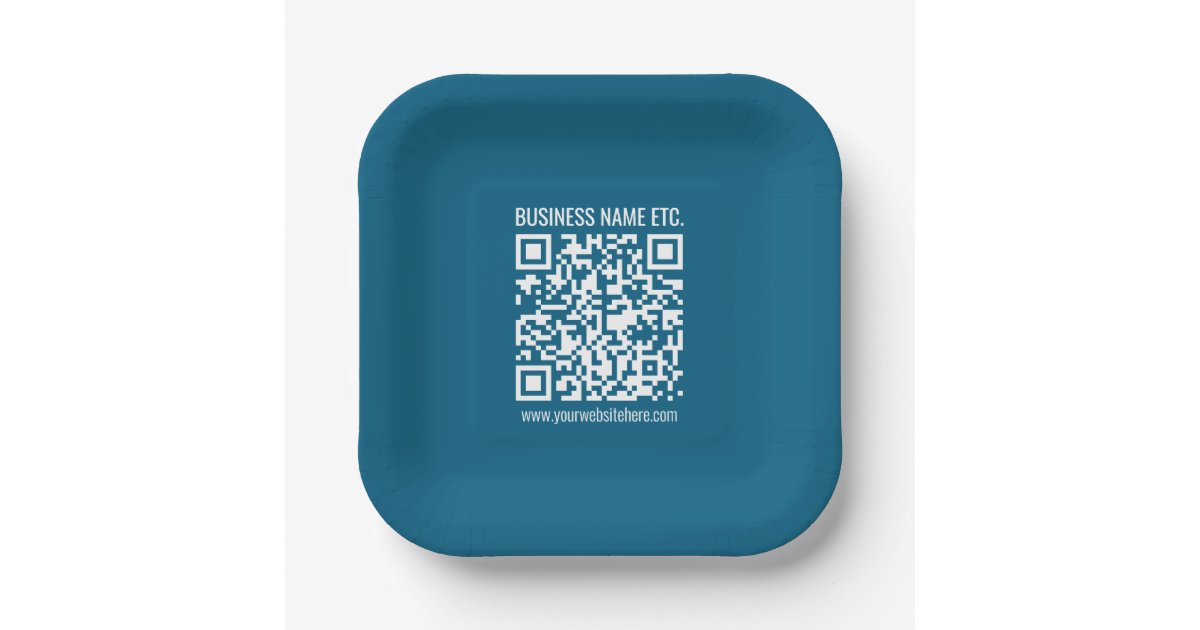 Editable Ocean Blue QR code Paper Plates | Zazzle