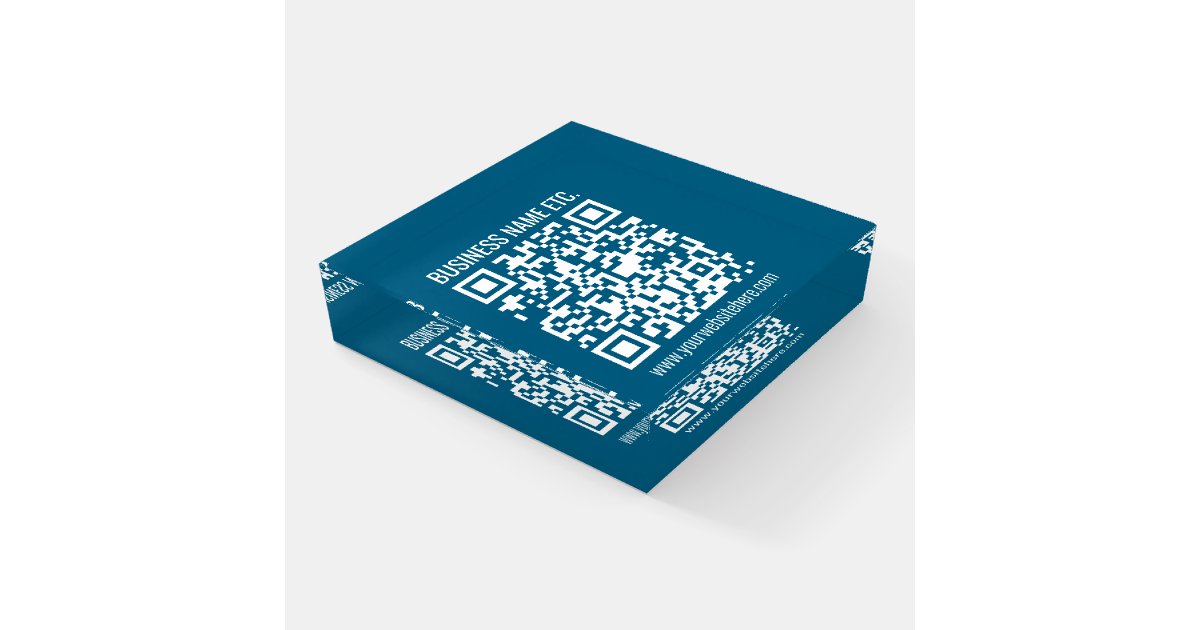 Editable Ocean Blue QR code Paperweight | Zazzle
