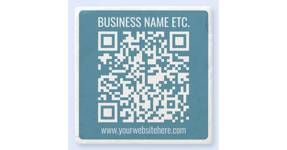 Editable Ocean Blue QR code Stone Coaster | Zazzle