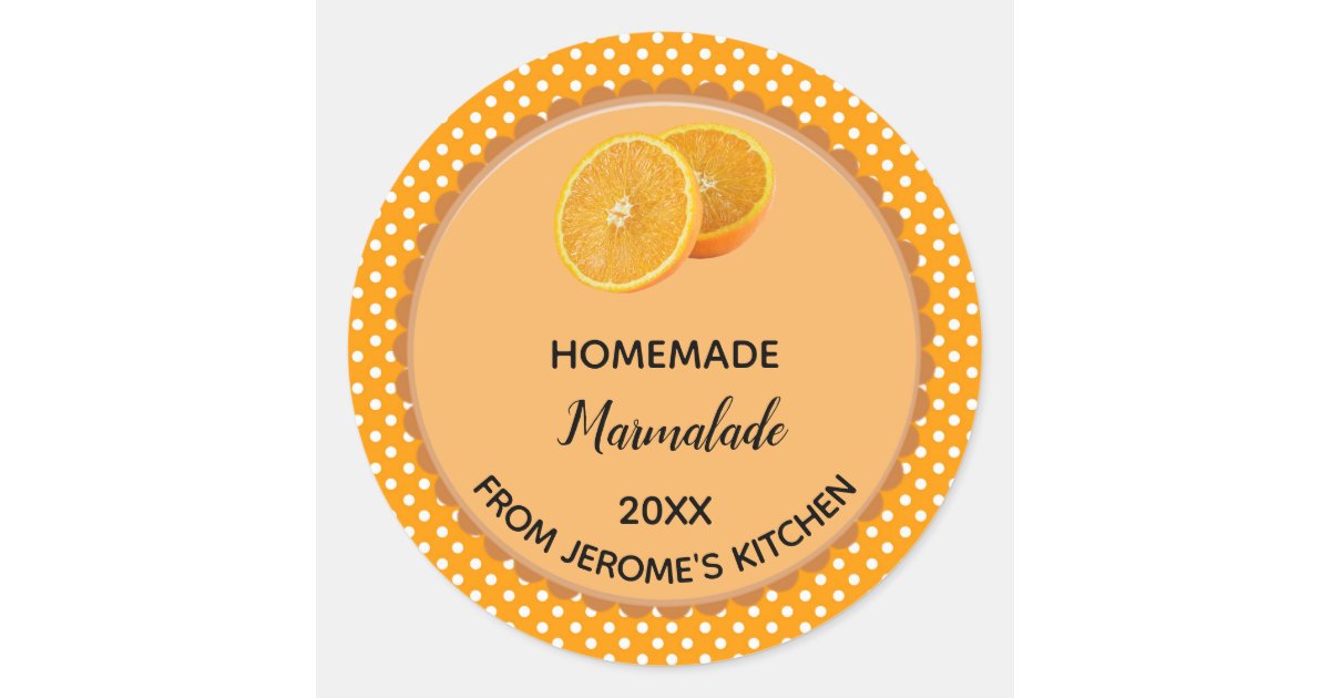 Editable Orange Polka Dot Marmalade Label Stickers | Zazzle