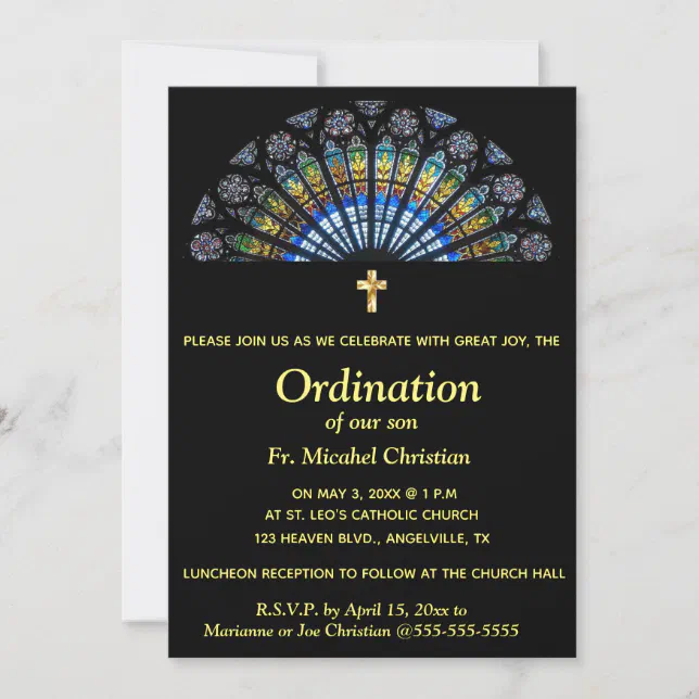 Editable Ordination Religious Event Stained Glass Invitation | Zazzle