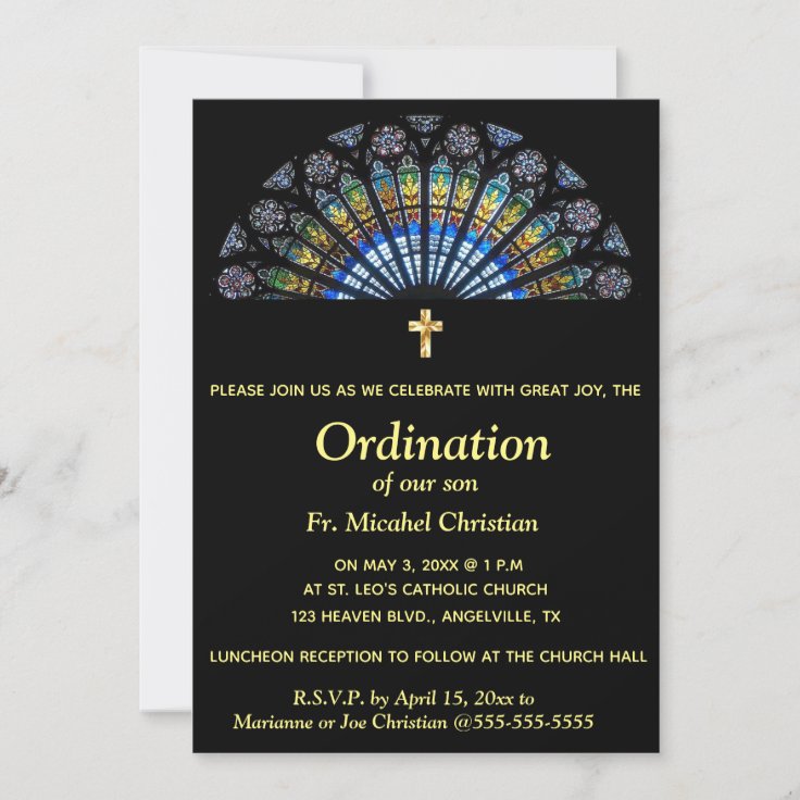 Editable Ordination Religious Event Stained Glass Invitation | Zazzle