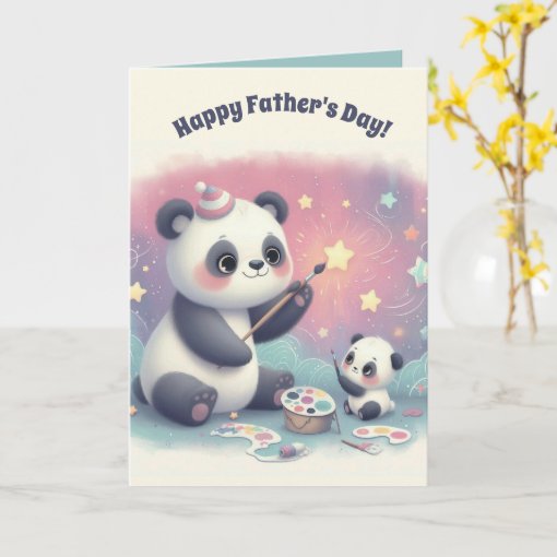 Editable Panda Bear and Cub Fathers Day Card | Zazzle