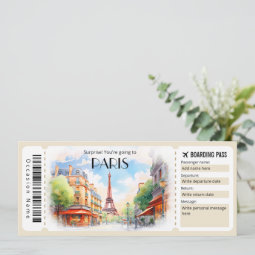 Editable Paris Plane Boarding Pass Ticket Invitation | Zazzle