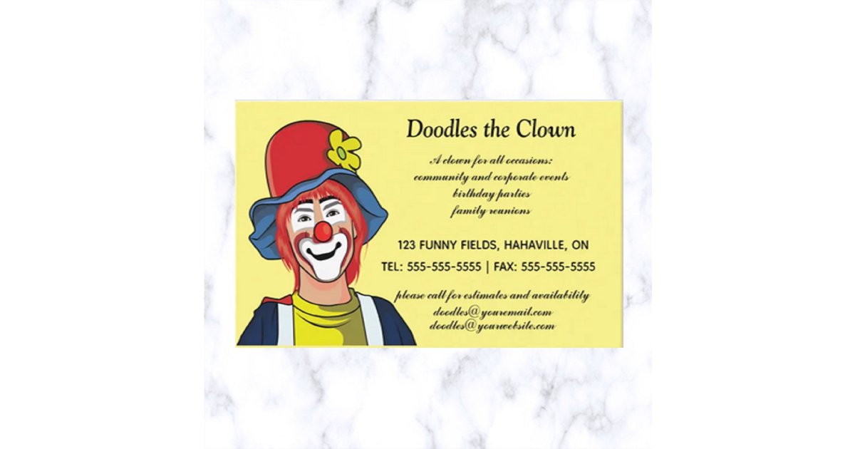 Editable Party Clown Business Business Card | Zazzle