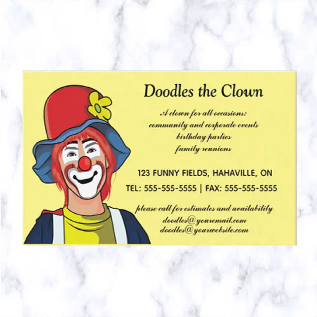 Editable Party Clown Business Business Card | Zazzle